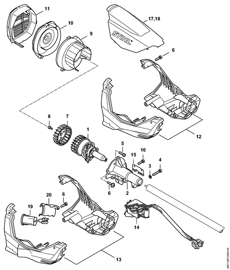 Stihl FSA 130R Cordless Brushcutter (FSA 130R) Parts Diagram, A ...