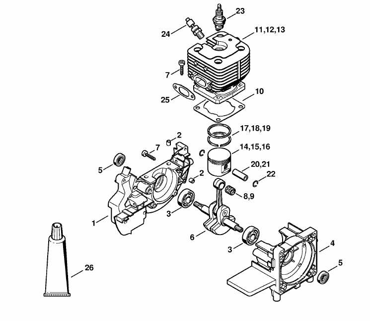 Stihl FS 480 Clearing Saw (FS480) Parts Diagram, Crankcase