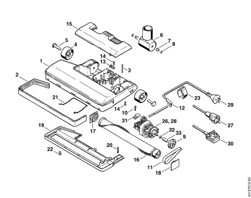 Stihl SE 100 Vacuum Cleaner (SE100) Parts Diagram, J-Electric carpet brush