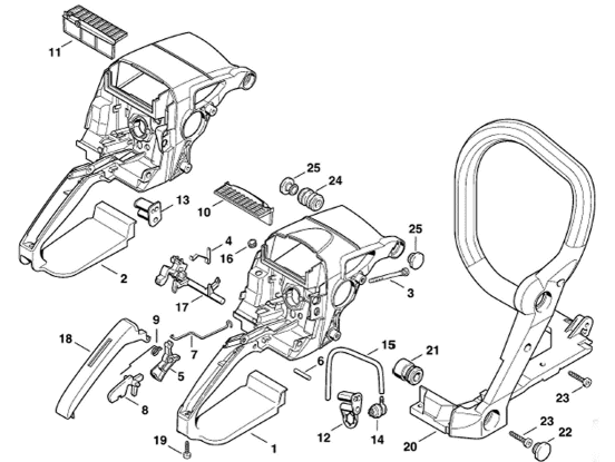 Stihl MS 310 Chainsaw (MS310) Parts Diagram, Handle housing